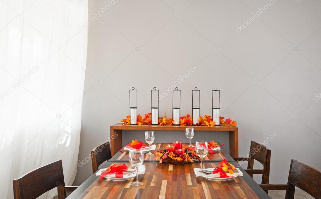 Dinner table setting in warm orange red colors Stock Photo by ©a41cats ...