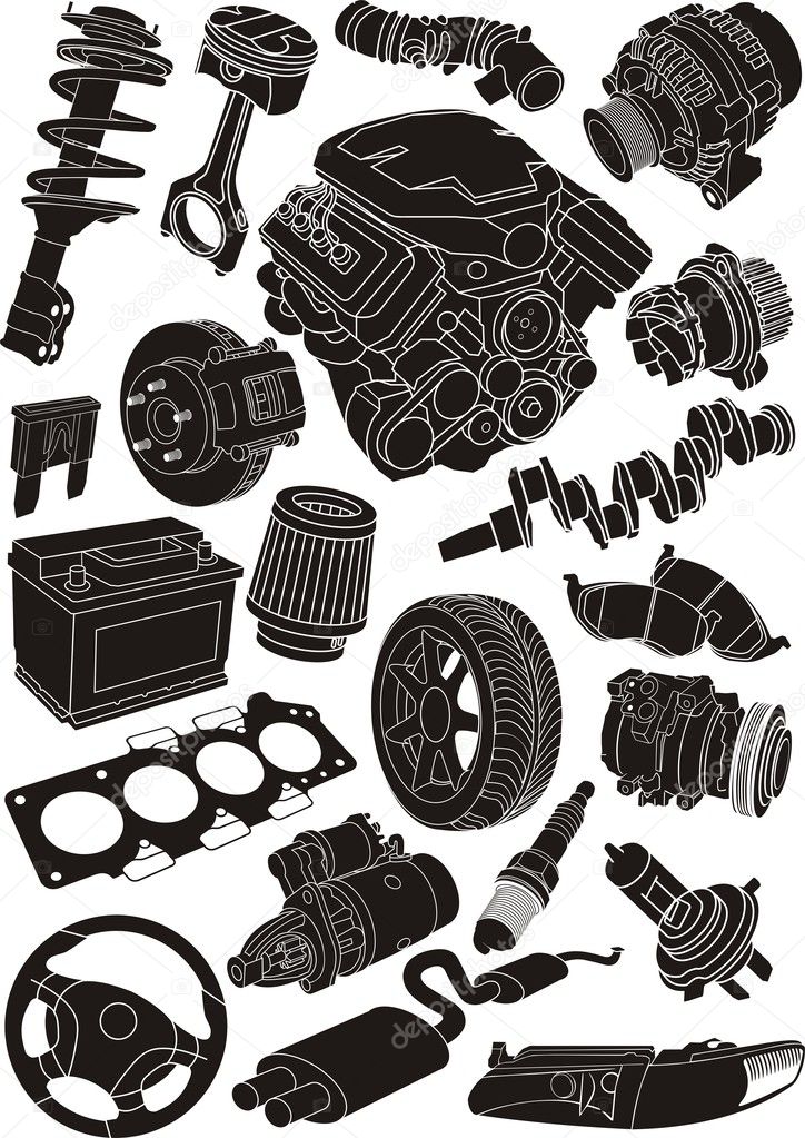 Car part silhouettes Stock Vector by ©kokandr 38244225
