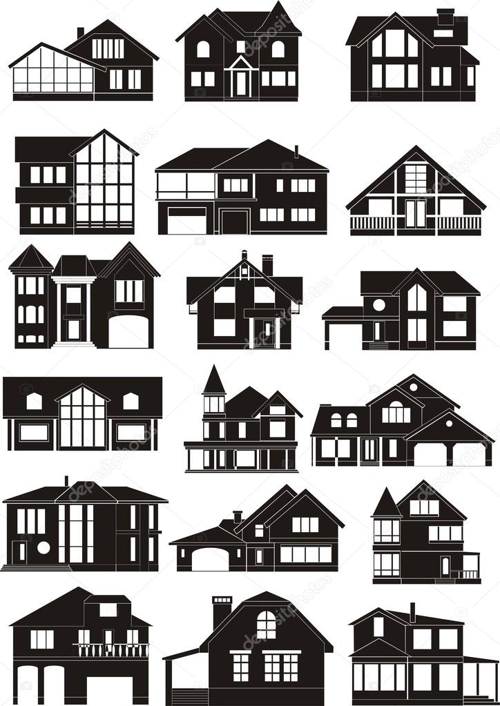 House silhouettes ⬇ Vector Image by © kokandr | Vector Stock 38244565