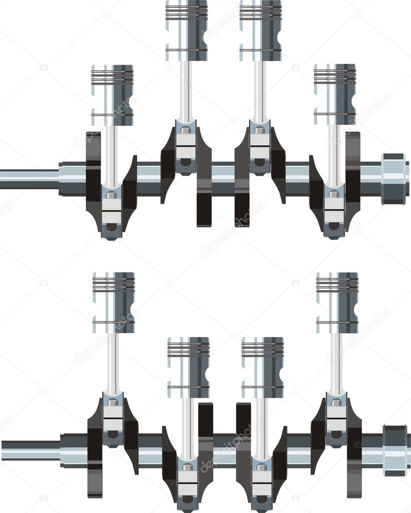 Pistons with crankshaft — Stock Vector © kokandr #38244599