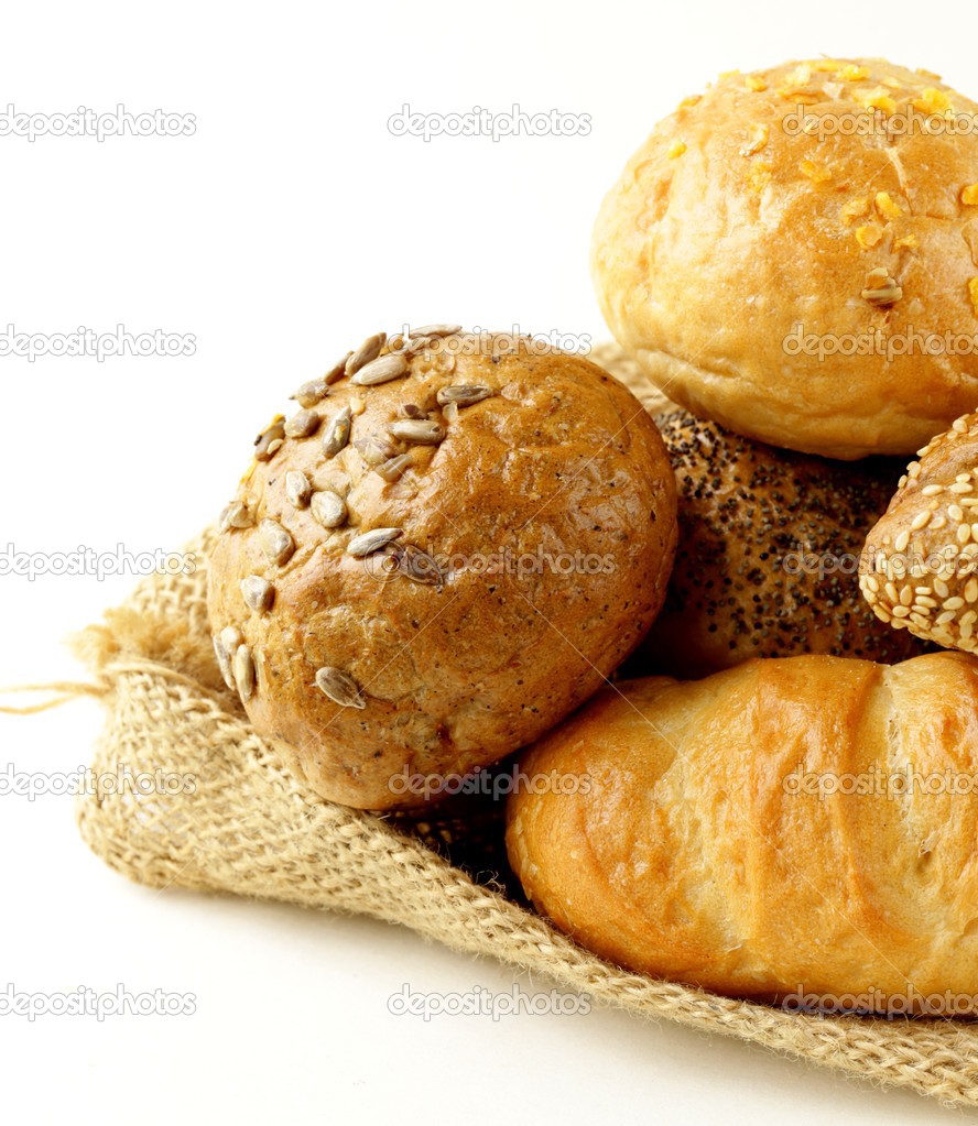 Different types of bread (rye bread, white loaf, bun) Stock Photo by ...