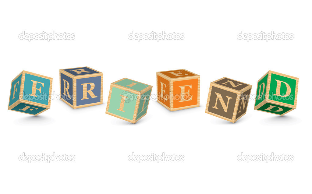 Word FRIEND written with alphabet blocks Stock Vector by ©lajo_2 47278093