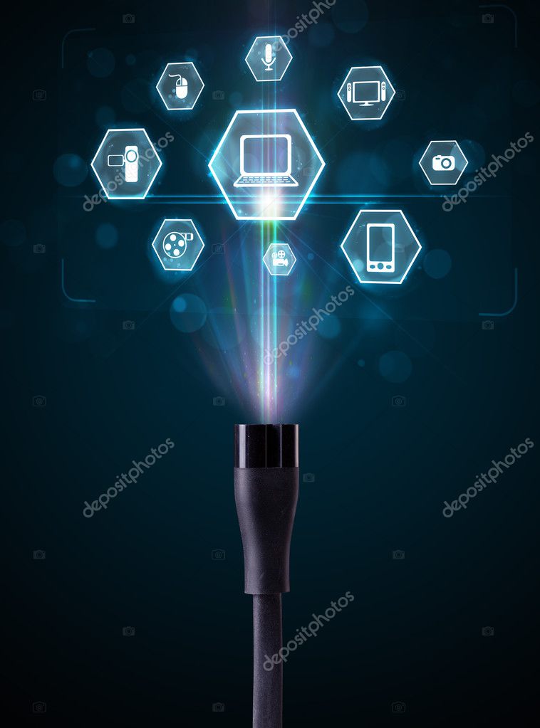 Cable eléctrico con iconos multimedia 2022