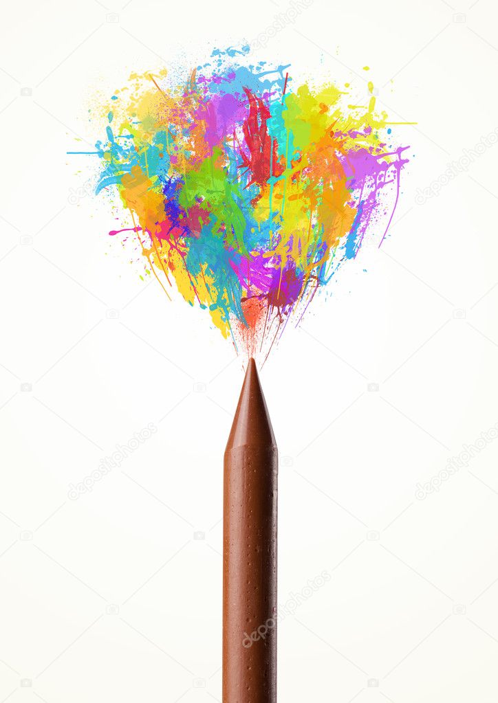 Colored paint splashes coming out of crayon — Stock Photo © ra2studio ...