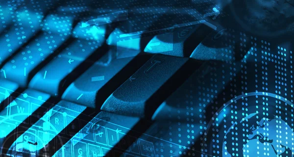 Keyboard with glowing programming codes Stock Photo by ©ra2studio 41596825