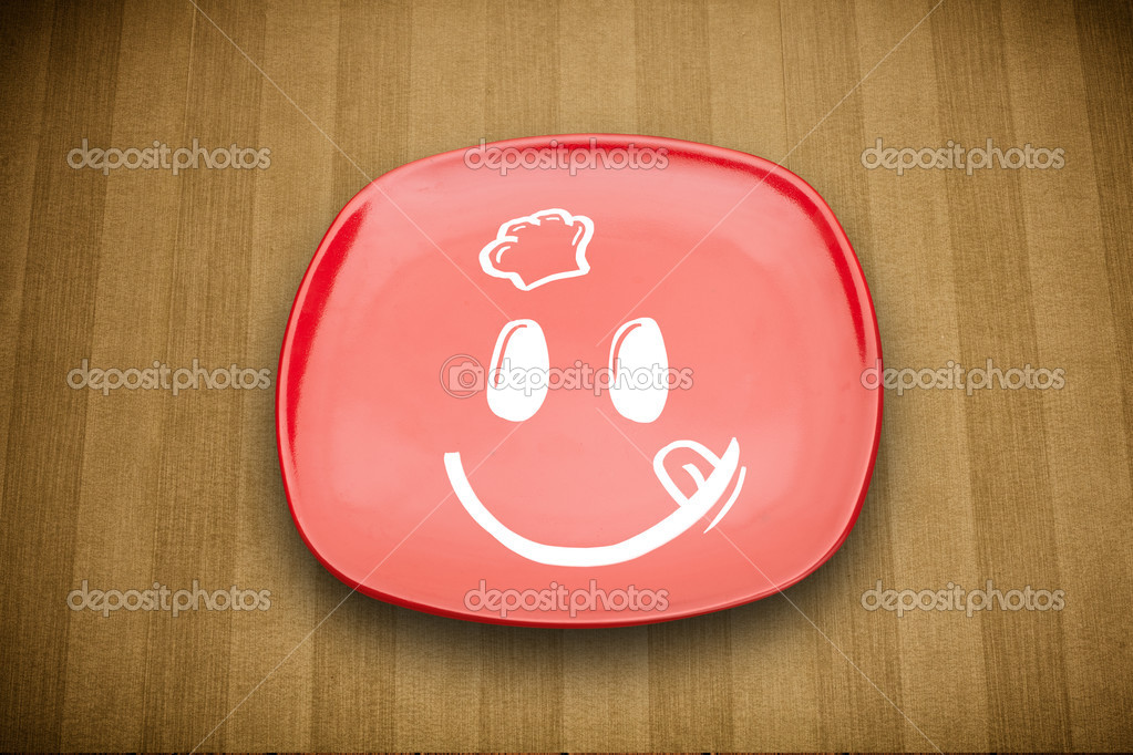 Happy smiley cartoon face on colorful dish plate — Stock Photo ...