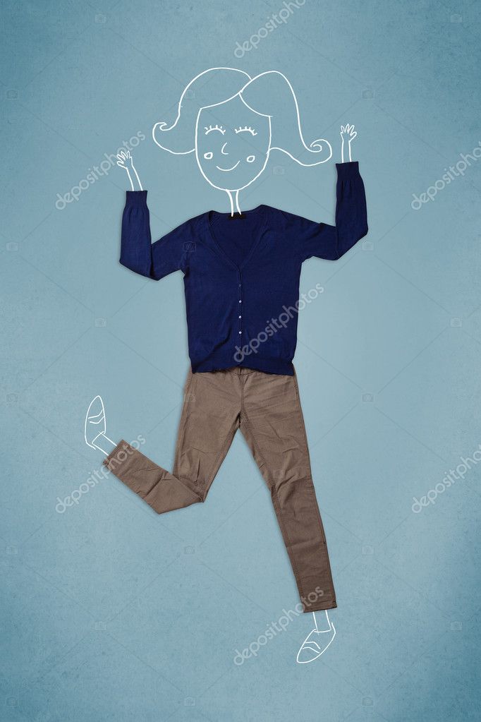 Placed clothes in action with woman drawing — Stock Photo © ra2studio ...