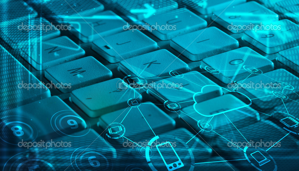 Keyboard with glowing cloud technology icons Stock Photo by ©ra2studio ...
