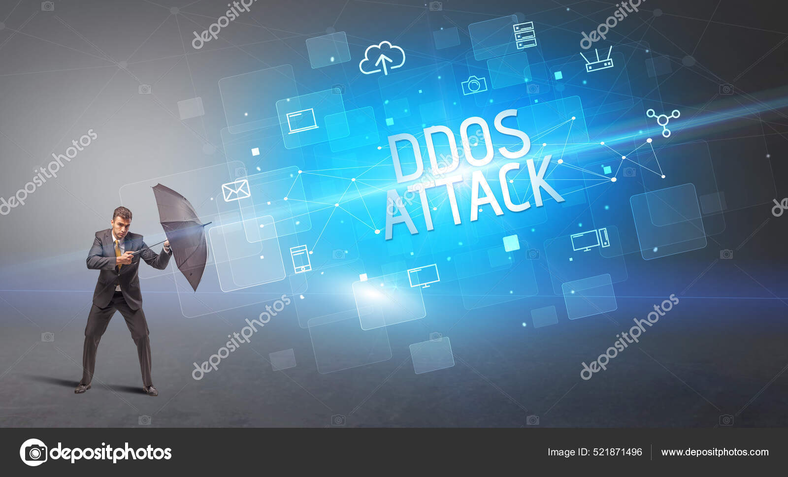 Defending with umbrella from cyber attack — Stock Photo © ra2studio ...