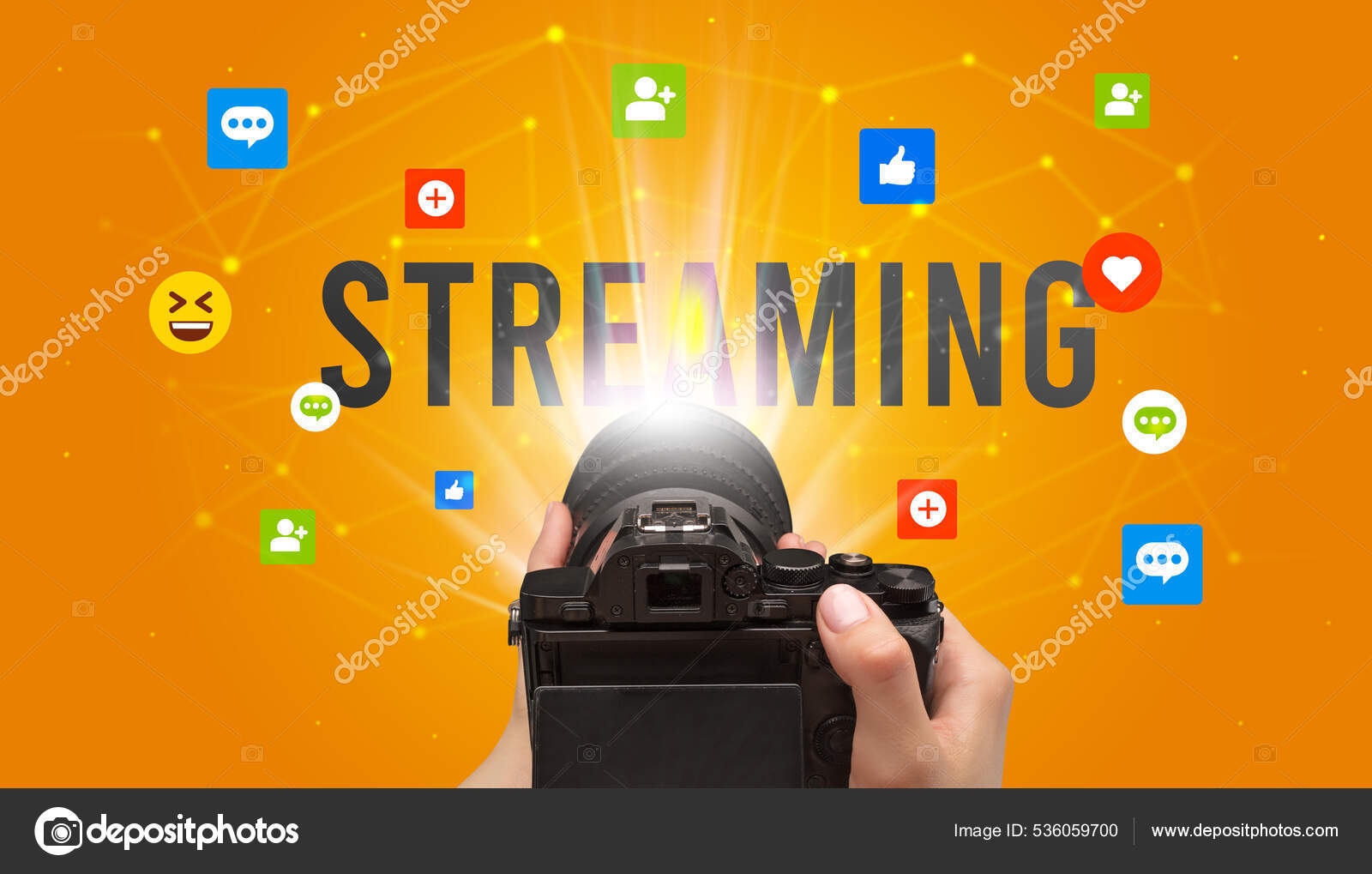 Using camera to capture social media content Stock Illustration by ...