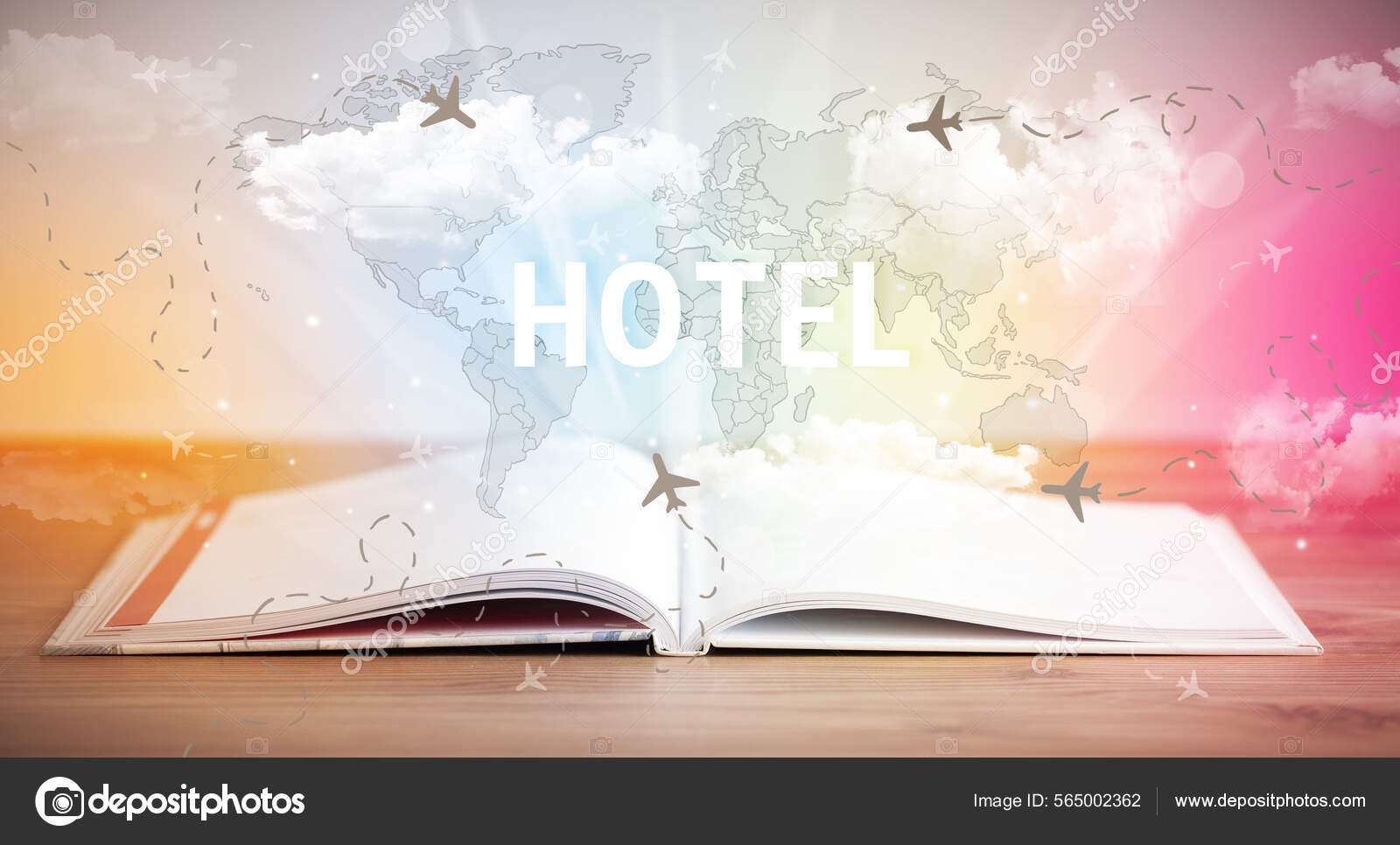 Open Book Hotel Inscription Vacation Concept — Stock Photo © ra2studio ...