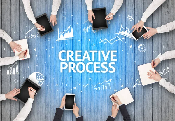 Group of Busy People Working in an Office with CREATIVE PROCESS ...