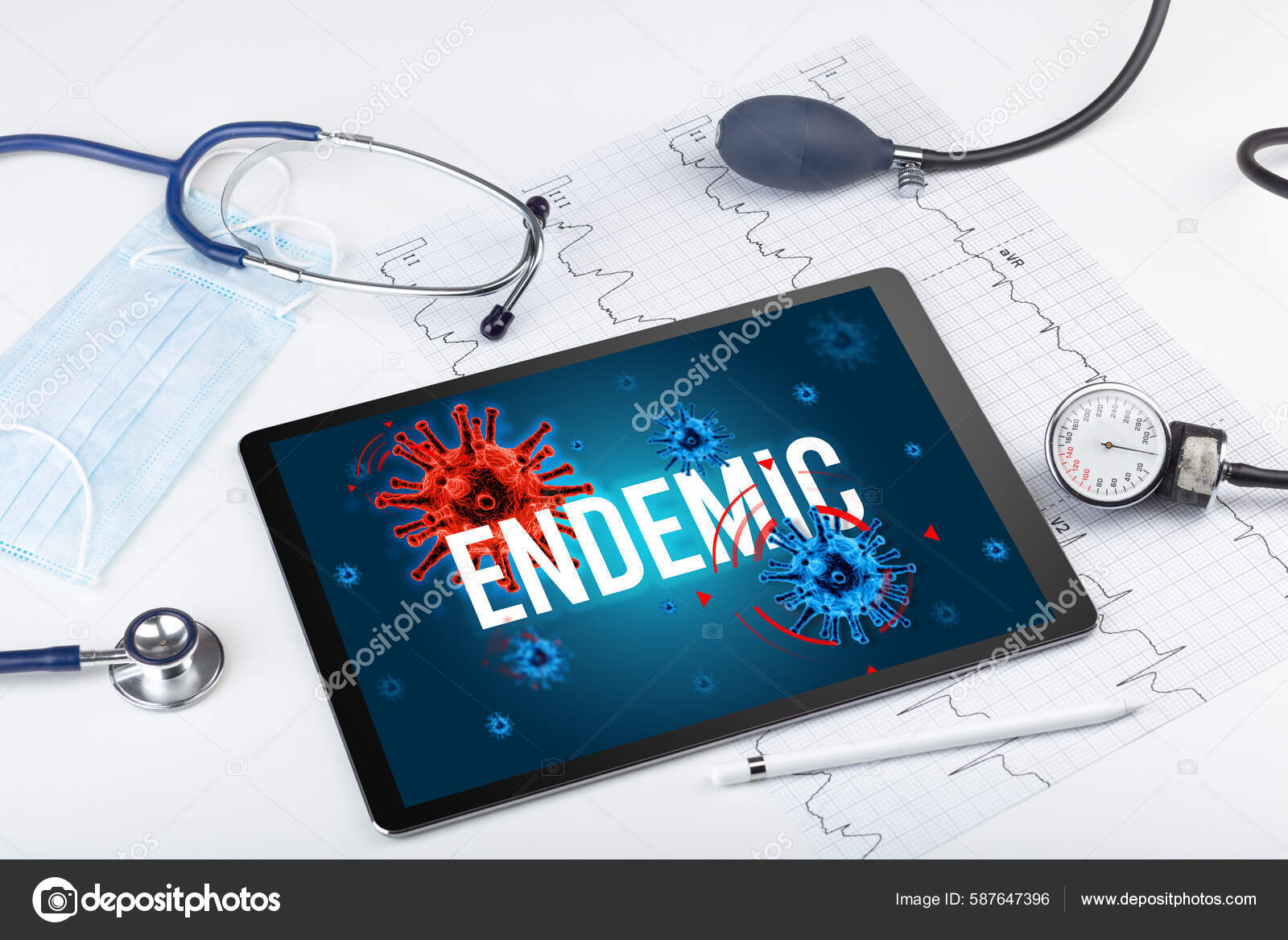 Tablet Doctor Tools White Surface Endemic Inscription Pandemic Concept ...