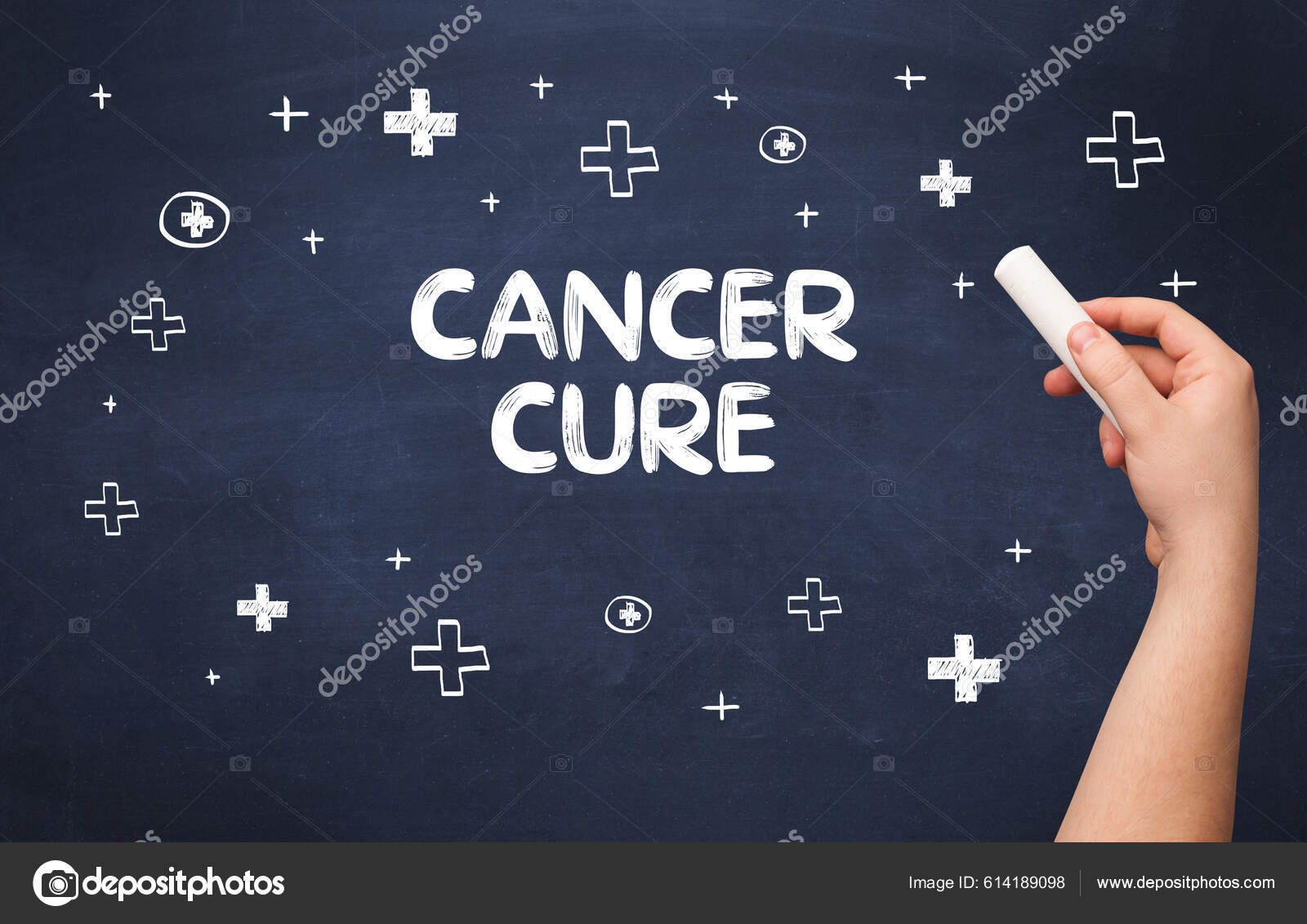 Hand Drawing Cancer Cure Inscription White Chalk Blackboard Medical ...