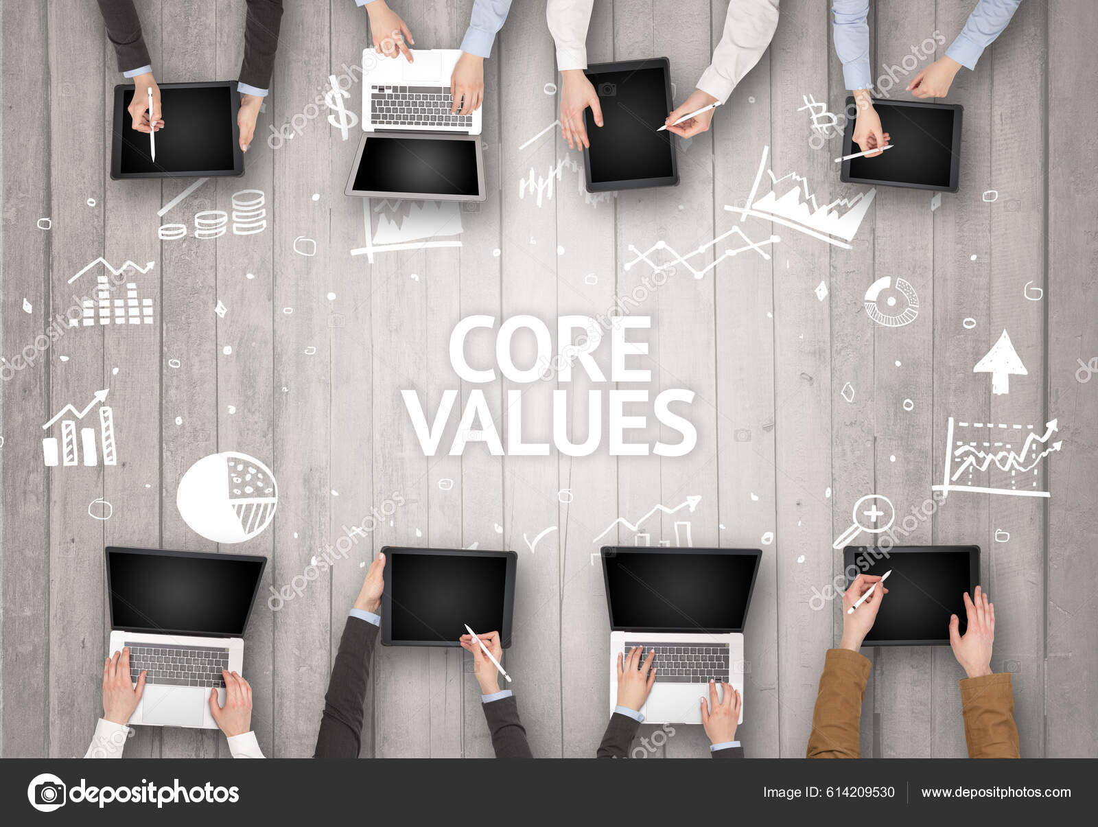 Group Busy People Working Office Core Values Inscription Succesfull ...