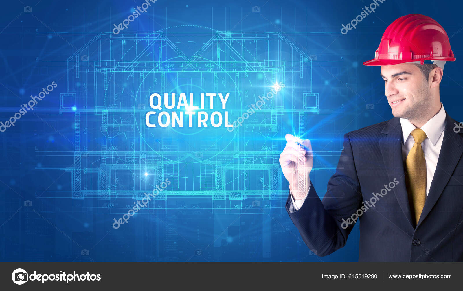 Handsome Architect Helmet Drawing Quality Control Inscription New ...