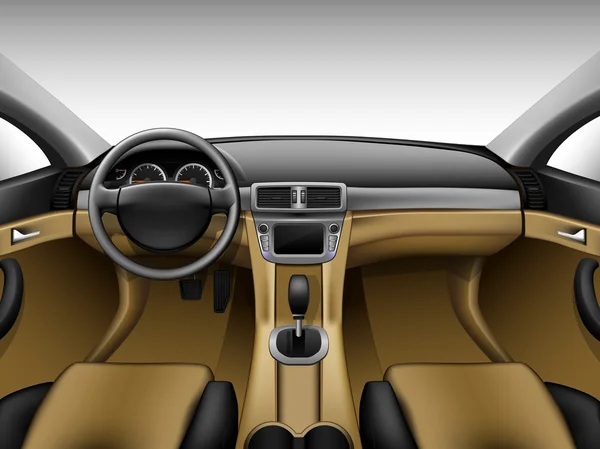 Light beige leather car interior - Stock Image - Everypixel