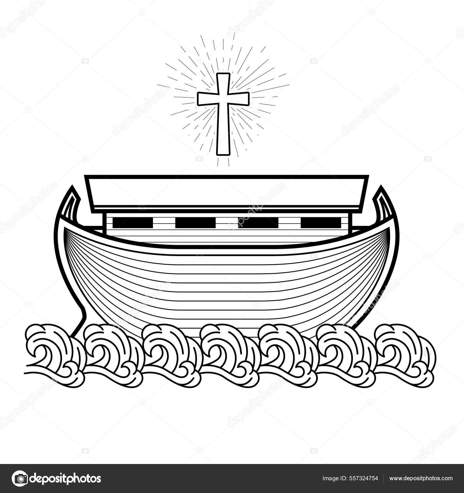 Ark Noah Waves Biblical Wooden Ship Crucifix Flood Saving Holy Stock ...