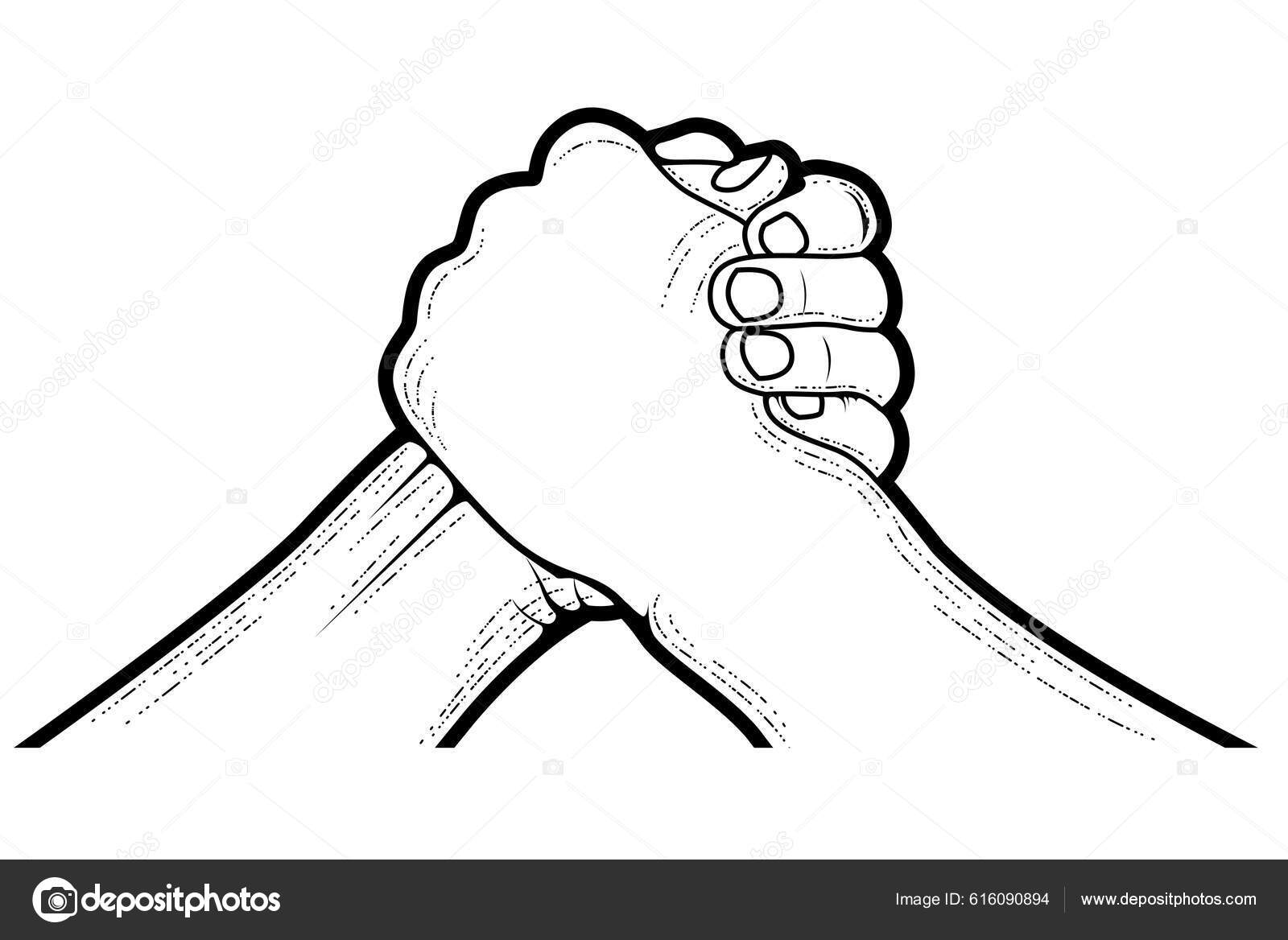 Armbrytningstävling Två Händer Symbol För Broderskap Styrka Och ...