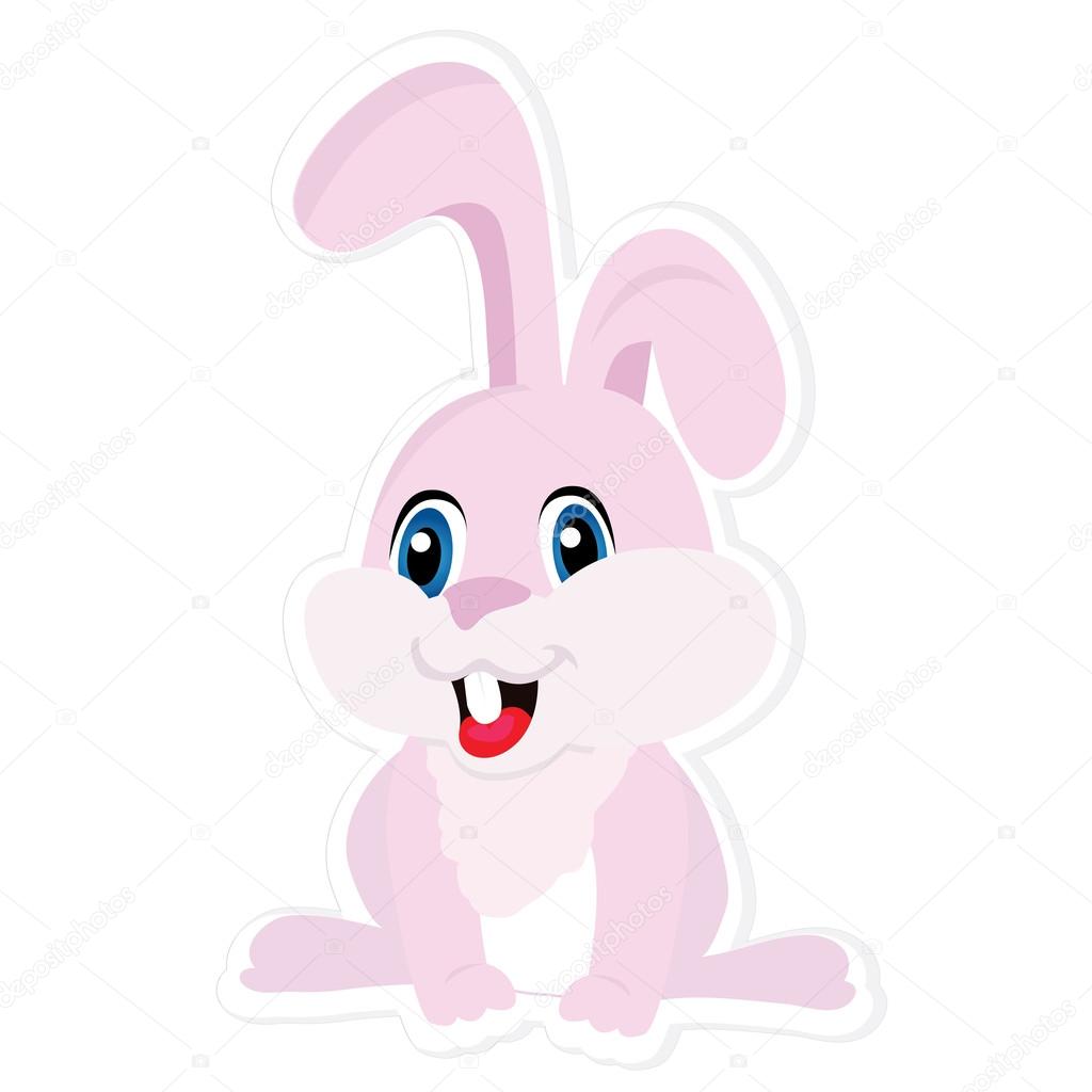 Lindo pequeño bebé conejito rosa con sonrisas Vector de stock por ...