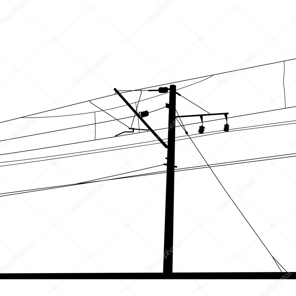 Railroad overhead lines. Contact wire illustration. — Stock Photo ...
