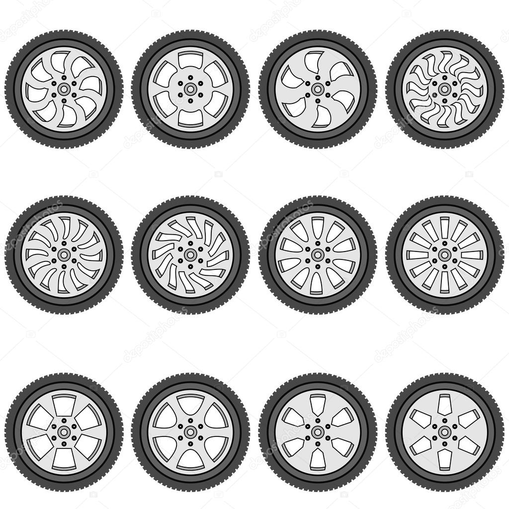 Automotive wheel with alloy wheels, vector illustration — Stock Vector ...