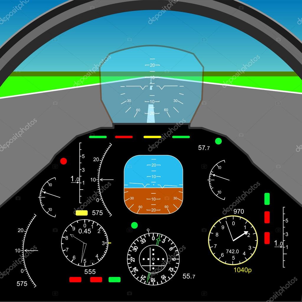 Control panel in a plane cockpit Stock Vector by ©aarrows 34580079