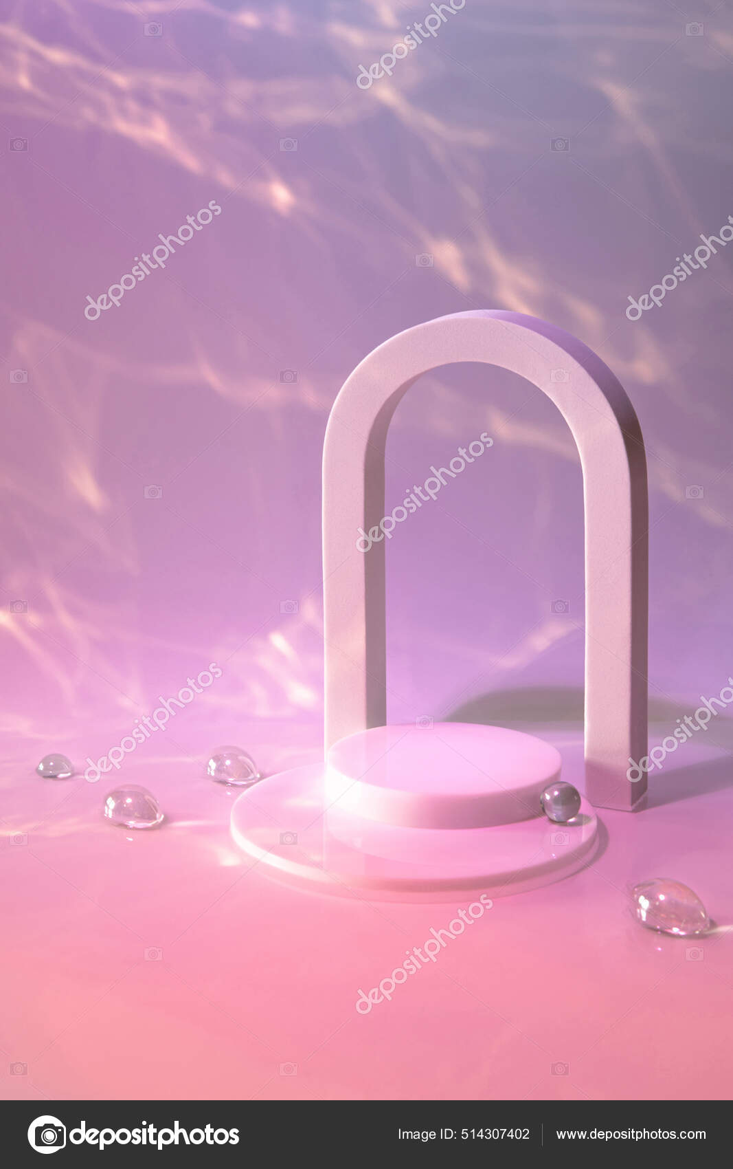 Empty scene with podium and arch on pastel background Stock Photo by ...