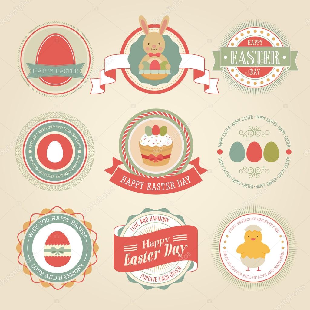 Easter set - labels and emblems. Vector illustration. — Stock Vector ...