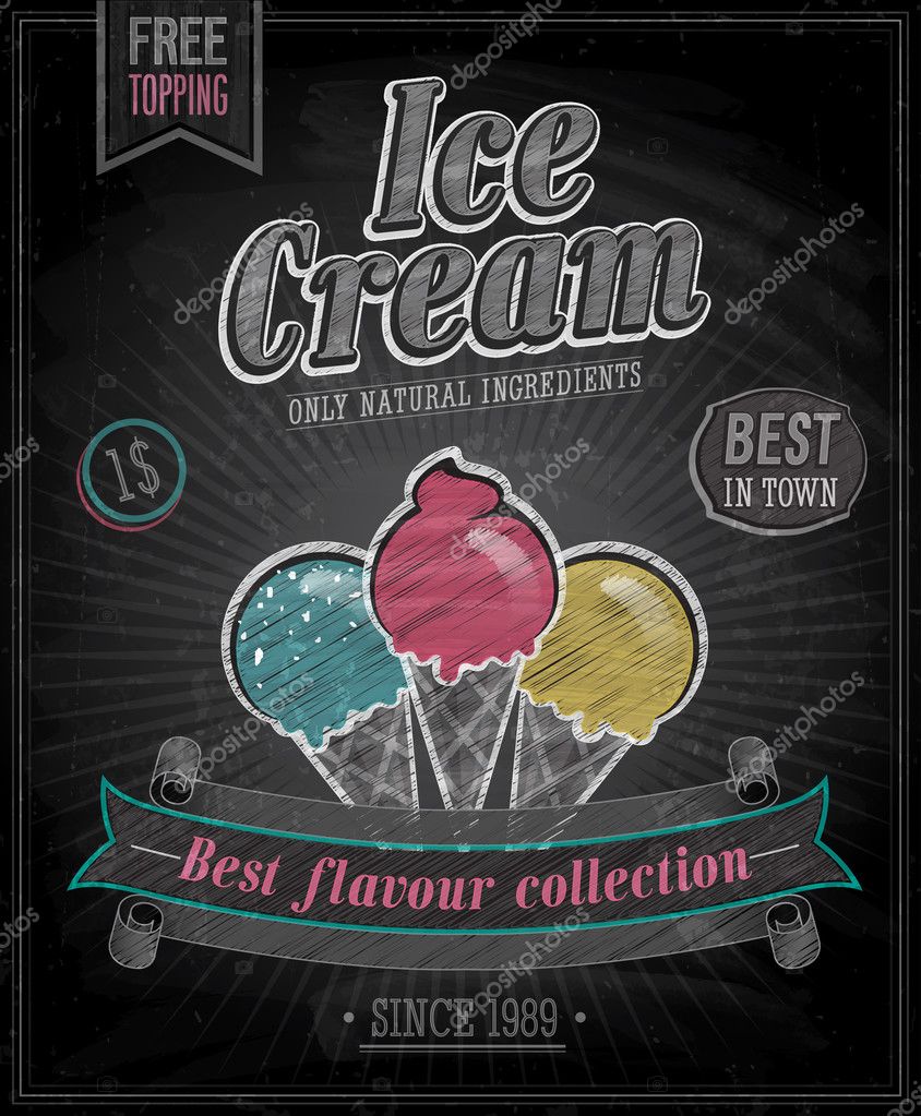 Vintage Ice Cream Poster - Chalkboard. — Stock Vector © aviany #31573353