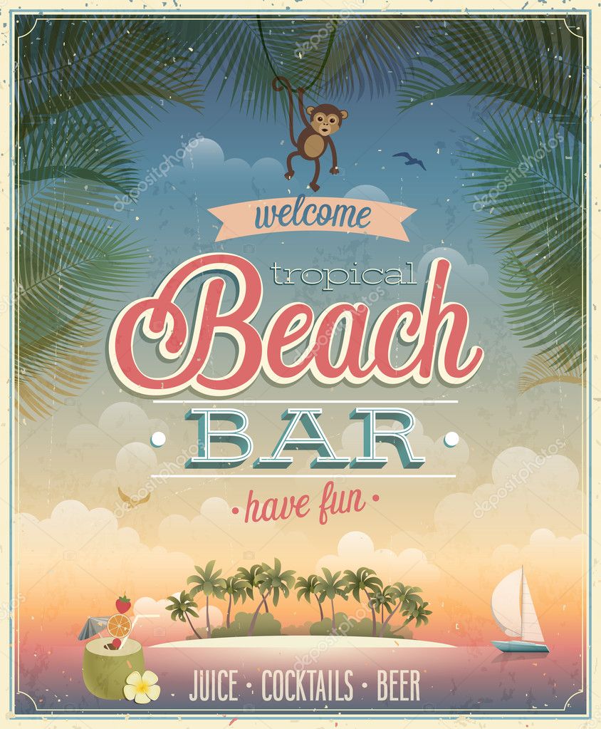 Vintage Beach Bar poster. Stock Vector Image by ©aviany #47658969