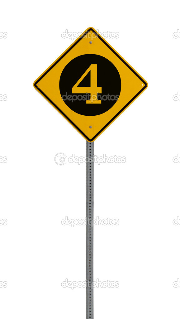 Isolated Yellow driving warning sign four — Stock Photo © jeremywhat ...