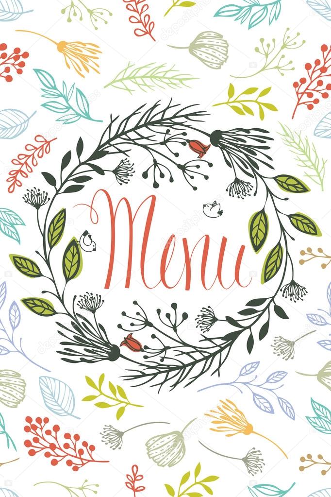 Cover for menu with floral design elements Stock Illustration by ...