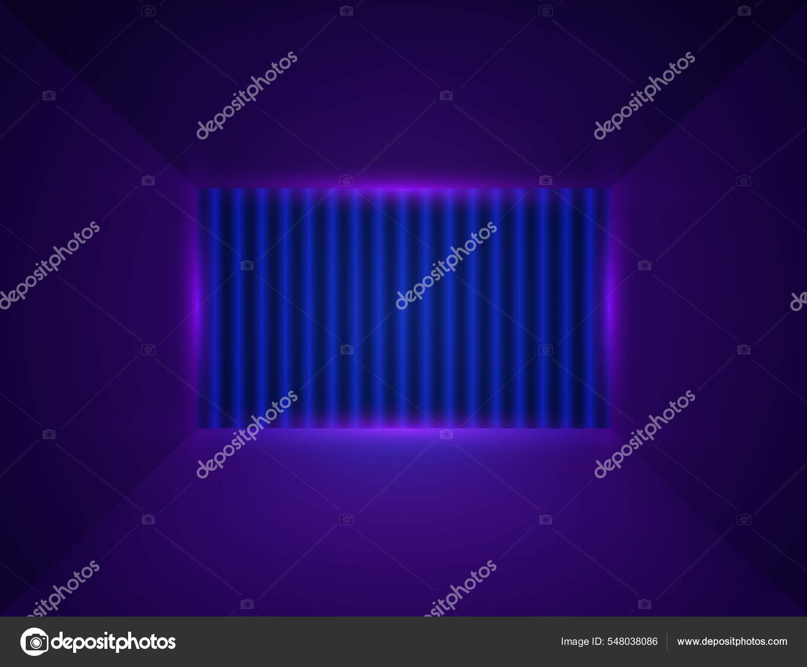 Vector Empty Blue Room Background Neon Light Wall Design Show Stock ...