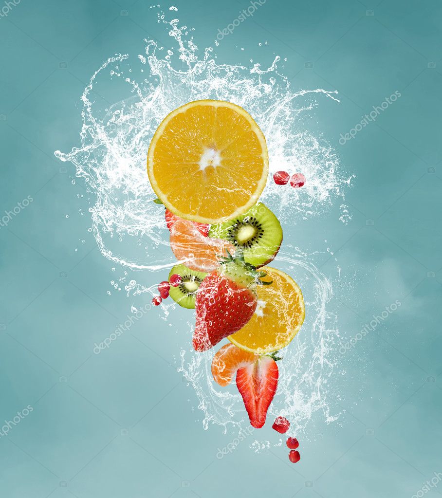 Fresh fruits splash — Stock Photo © Ellerslie #22805596