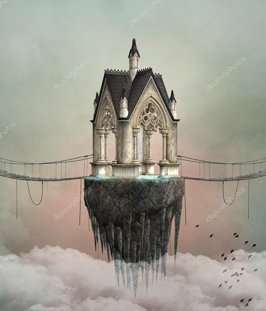 Fantasy flying house — Stock Photo © Ellerslie #38136477