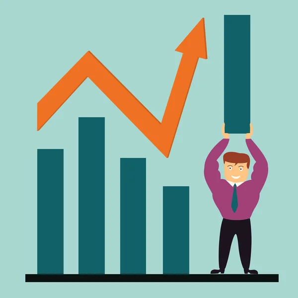 Handsome business man lift graph arrow higher,successful concept ...