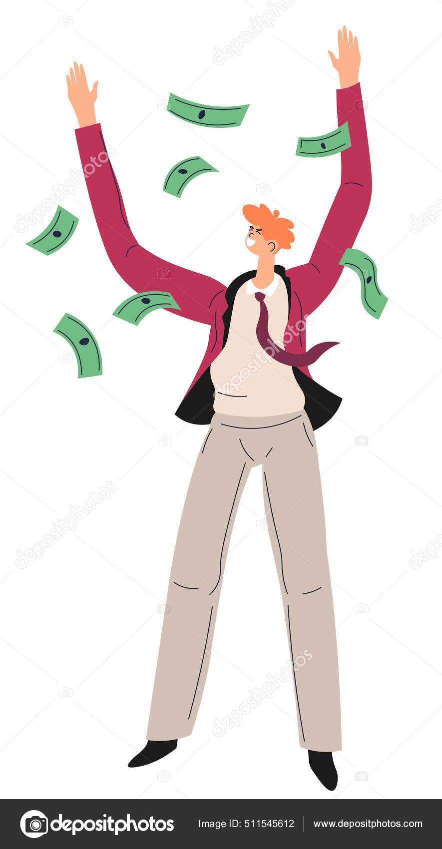 Rich Wealthy Character Throwing Money Isolated Millionaire Businessman ...