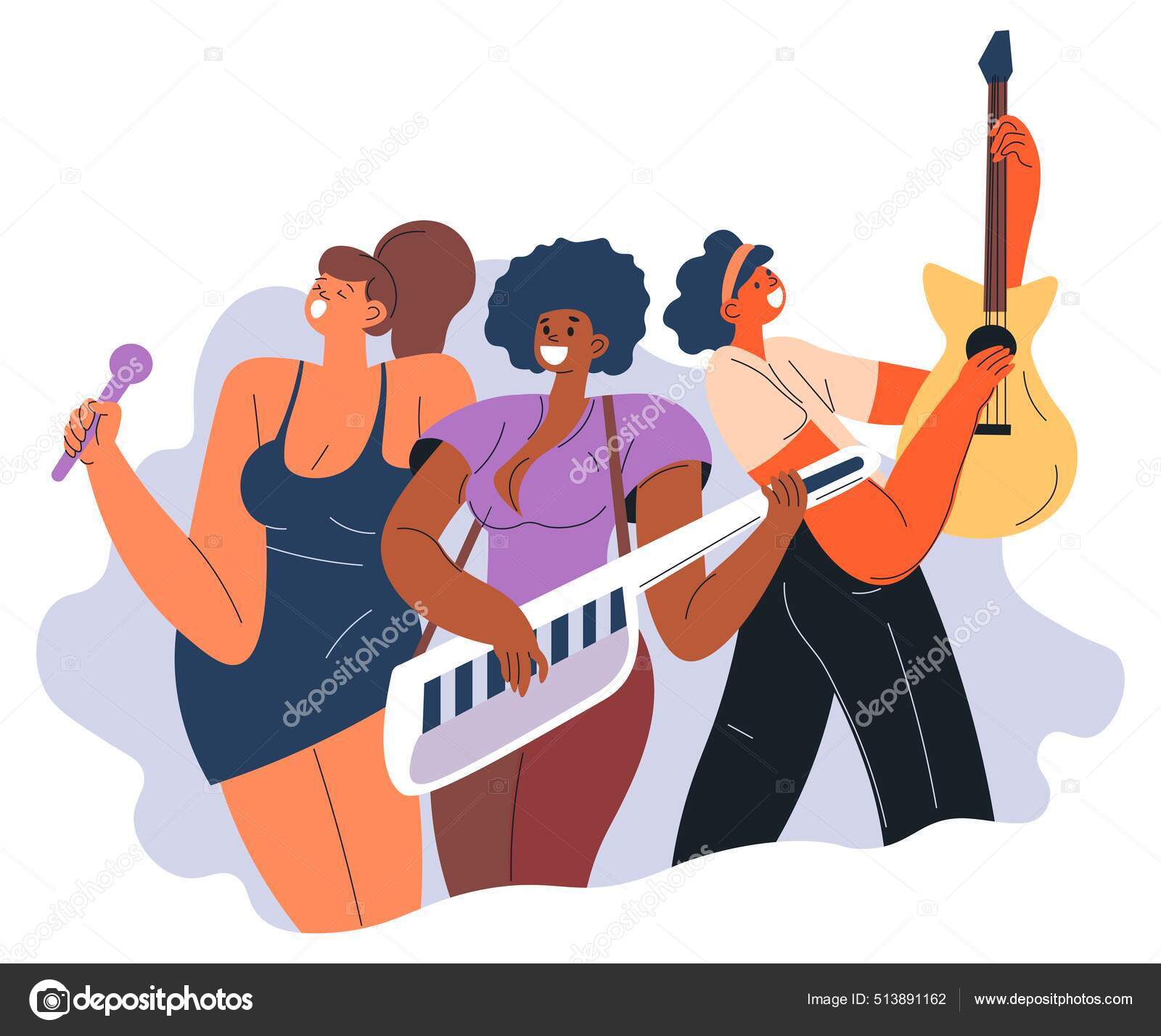 Pop band, female group popular women musicians Stock Vector Image by ...