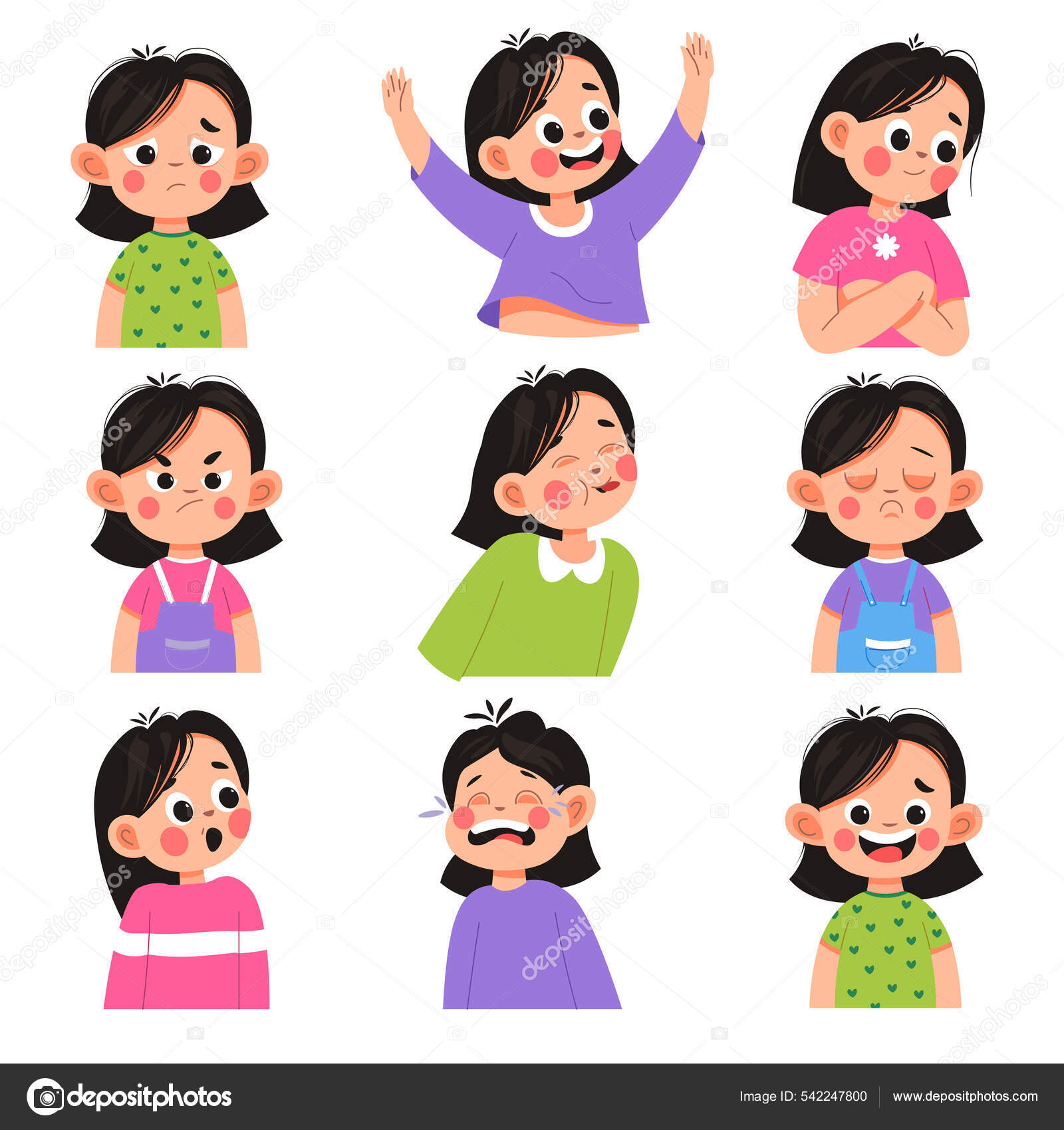 Emotional children with facial expression vector Stock Vector by ...