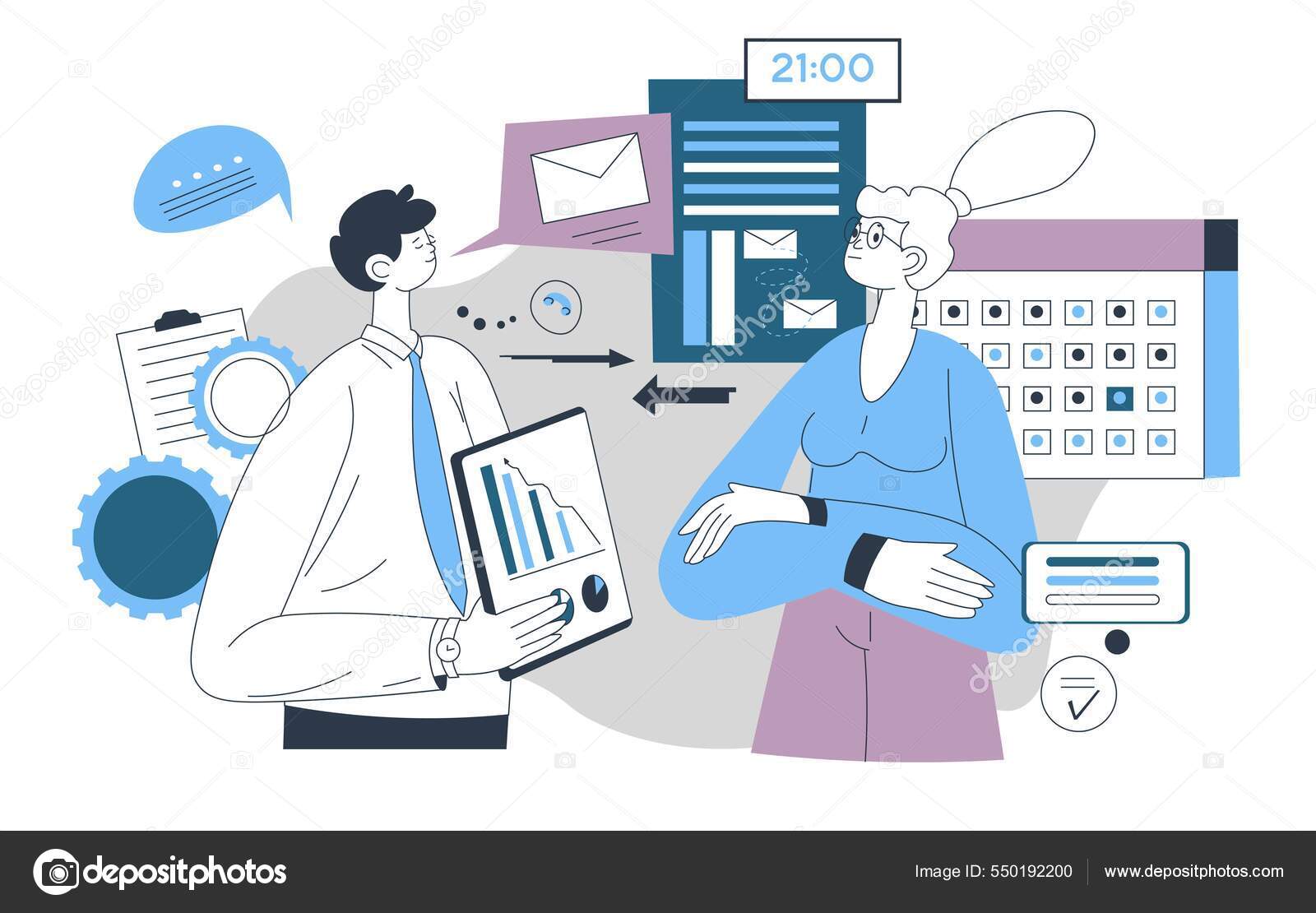 Employee presenting project to employer at work Stock Vector Image by ...
