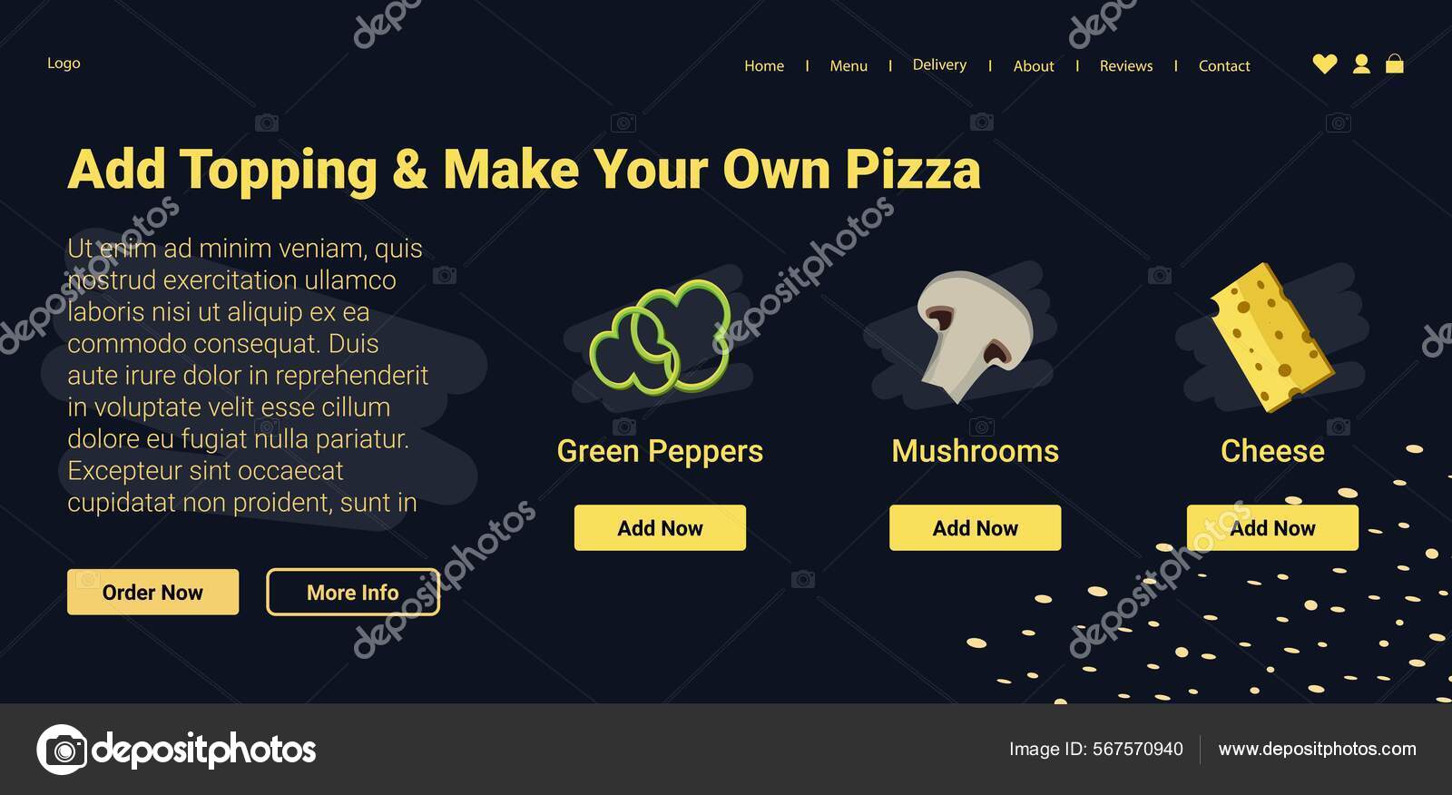 Add topping and make your own pizza, website page Stock Vector Image by ...