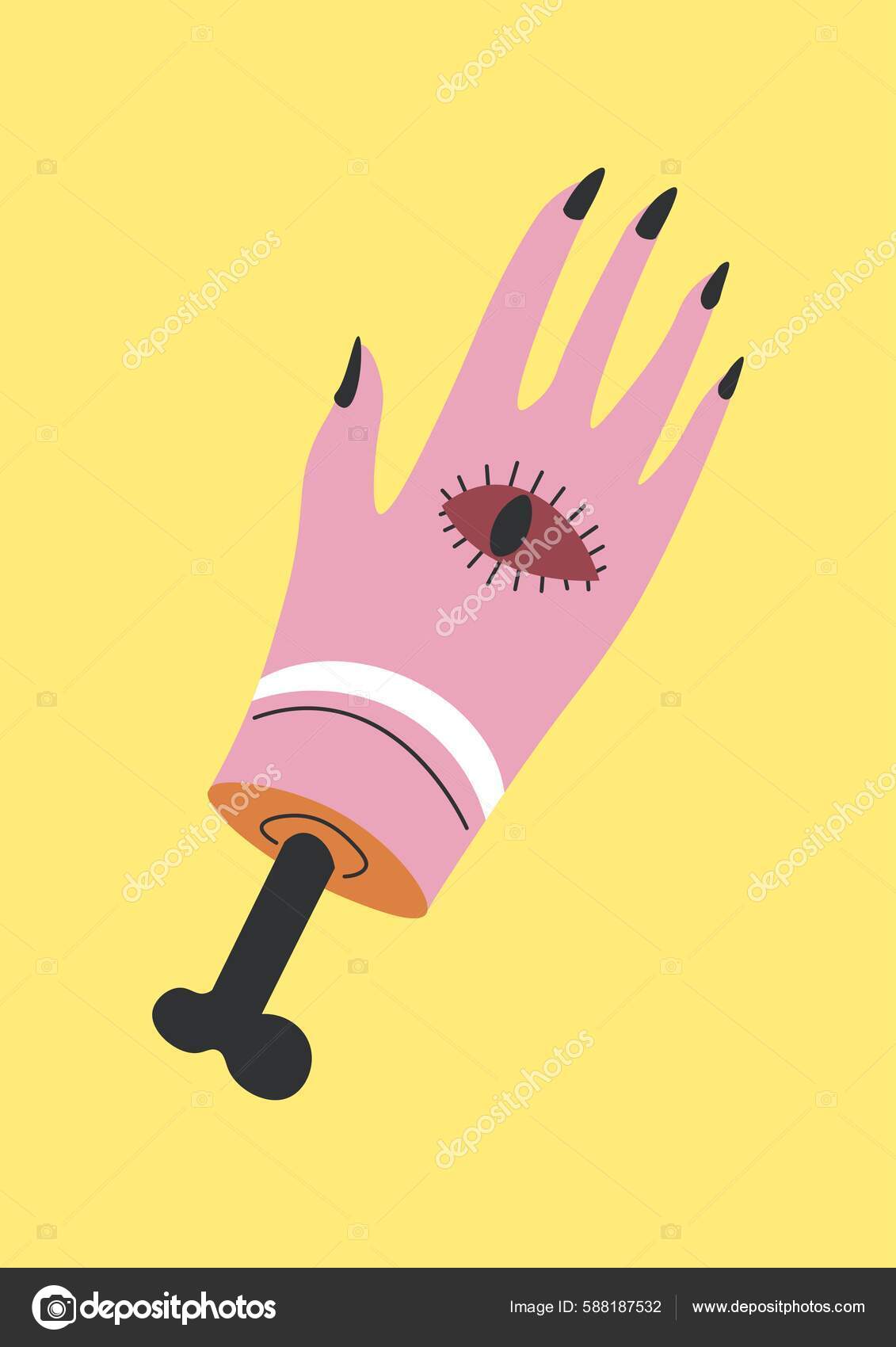 Wiccan Occult Symbols Isolated Hand Tattoo Seeing Eye Fortune Telling ...