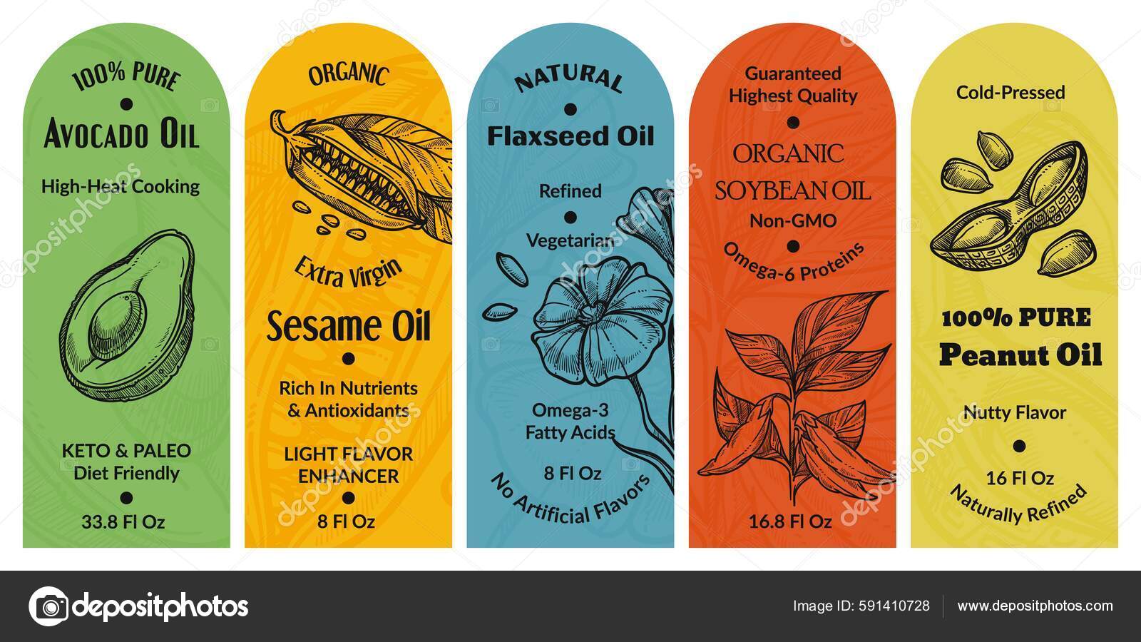 Template Package Design Organic Oil Product Natural Pure Avocado Sesame ...