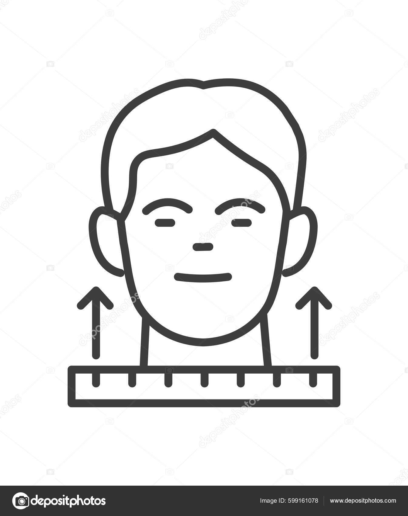 Image vectorielle Measuring Male Character Head Face Dimensions Size ...