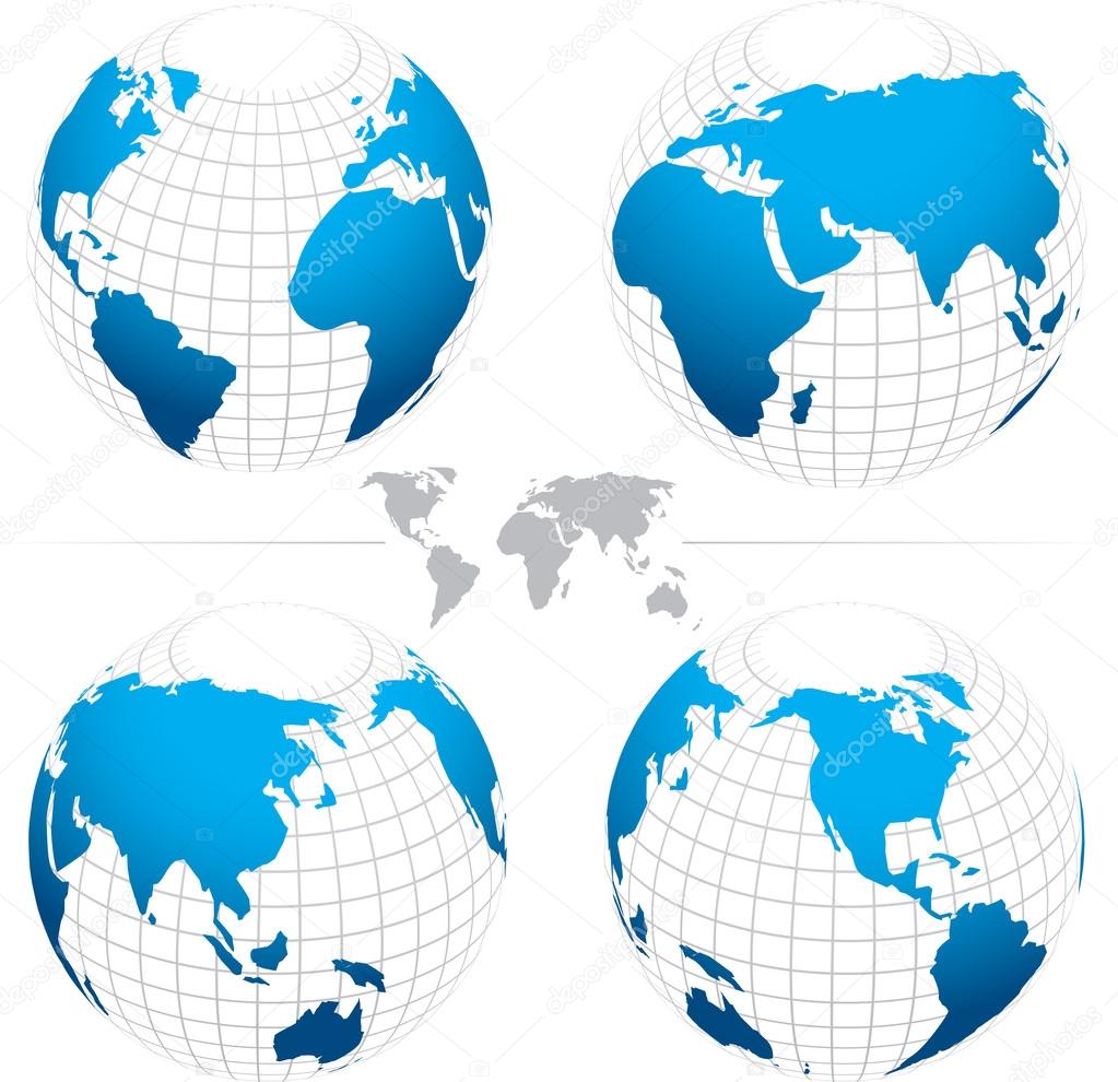 Vector globe map. Fully editable. Stock Vector Image by ©tumanyan #35327189