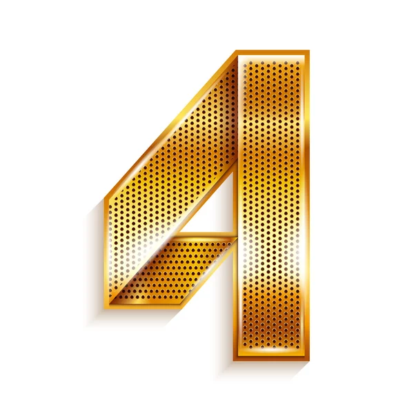 Number metal gold ribbon - 4 - four - Stock Image - Everypixel