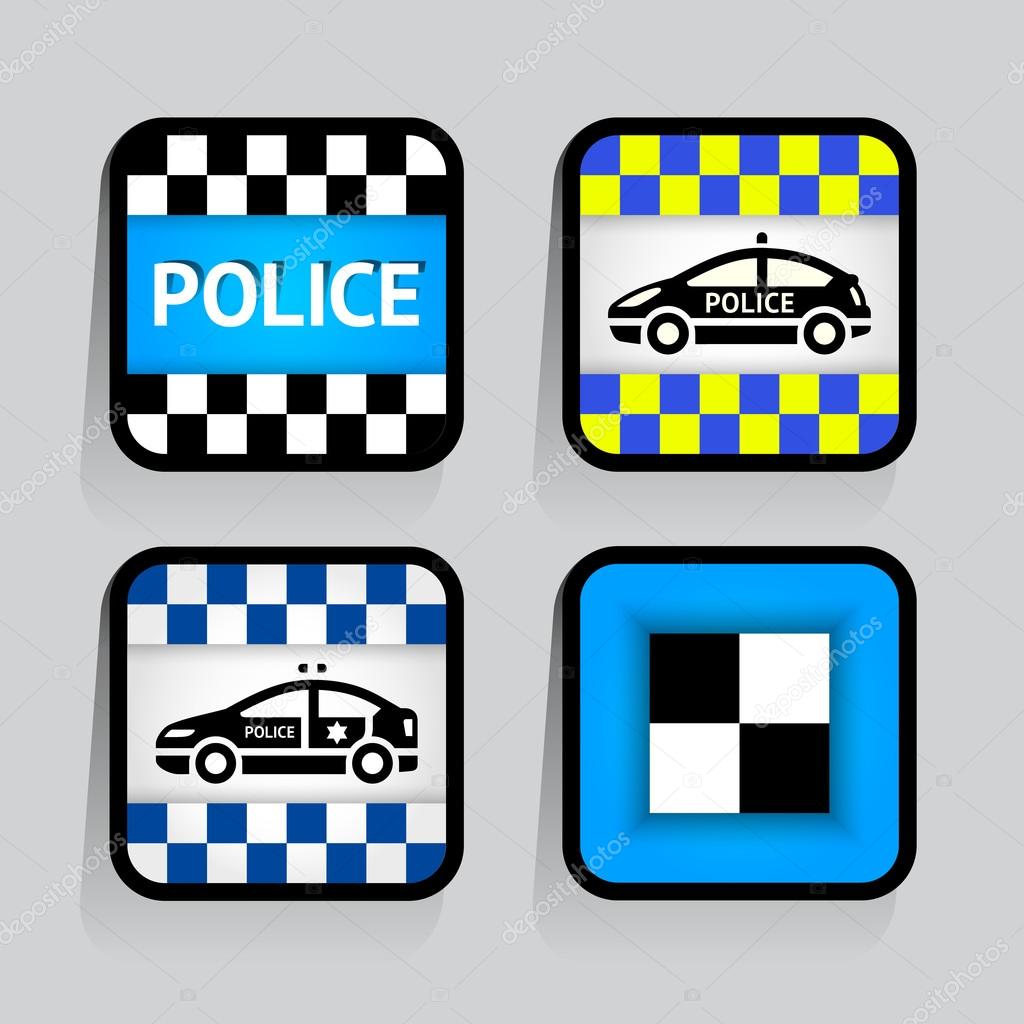 Police - set stickers square on the gray background Stock Vector by ...
