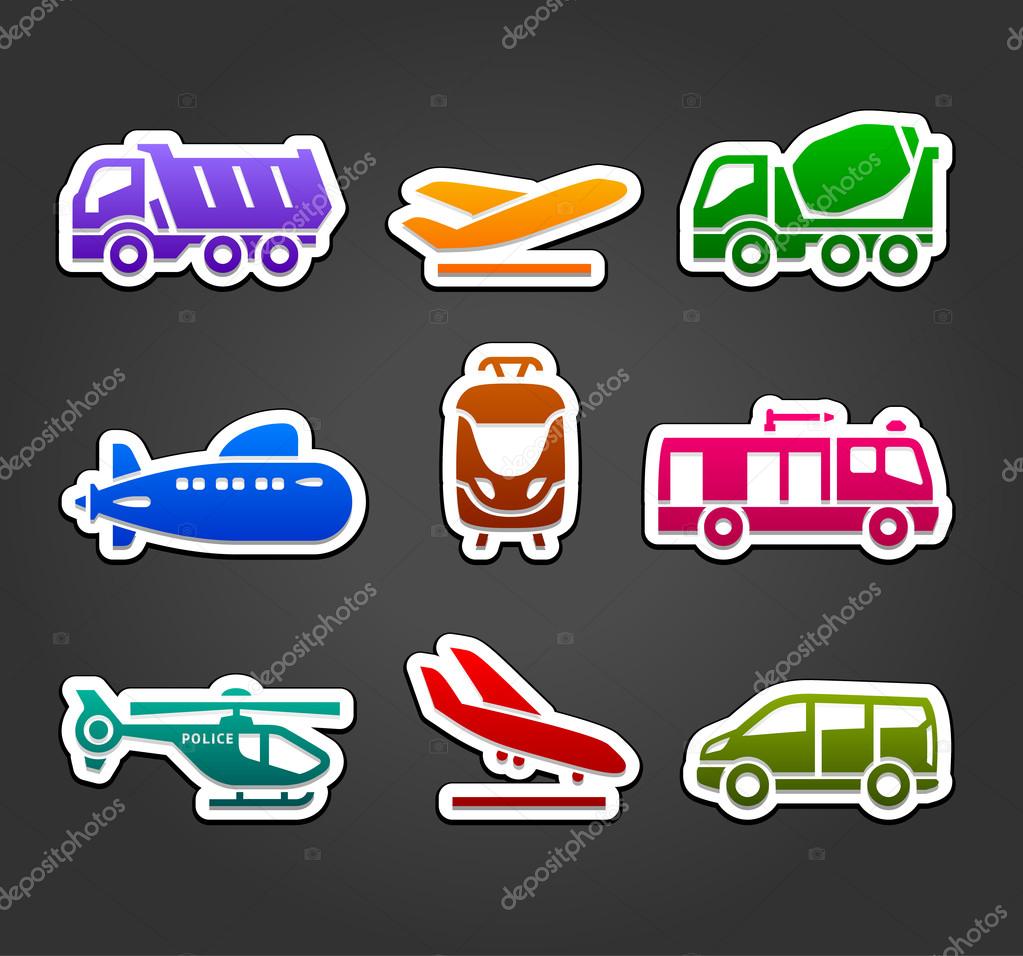 Set de pegatinas, pictogramas de color de transporte 2022