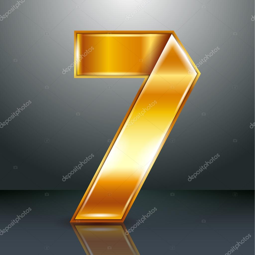 Number metal gold ribbon - 7 - seven — Stock Vector © ecelop #35408039